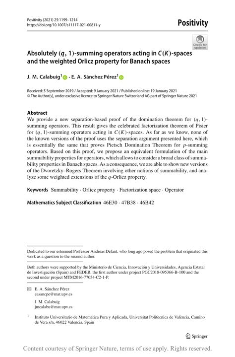 Absolutely Q 1 Summing Operators Acting In C K Spaces And The Weighted Orlicz Property For