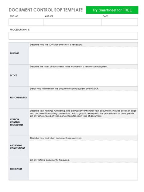 Ic Document Control Sop Standard Operating Procedure Template 10622