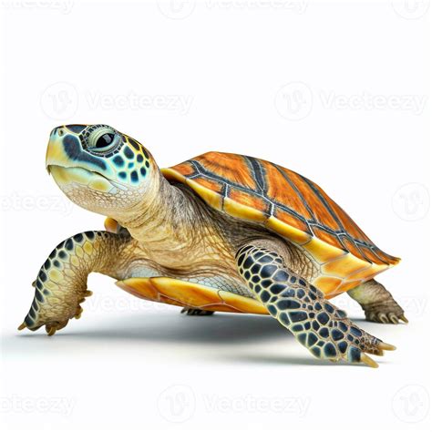 Beautiful Big Wild Turtle Looking Forward Is Shown In Full Length Ai