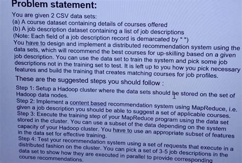 You Are Given 2 Csv Data Sets A A Course Dataset