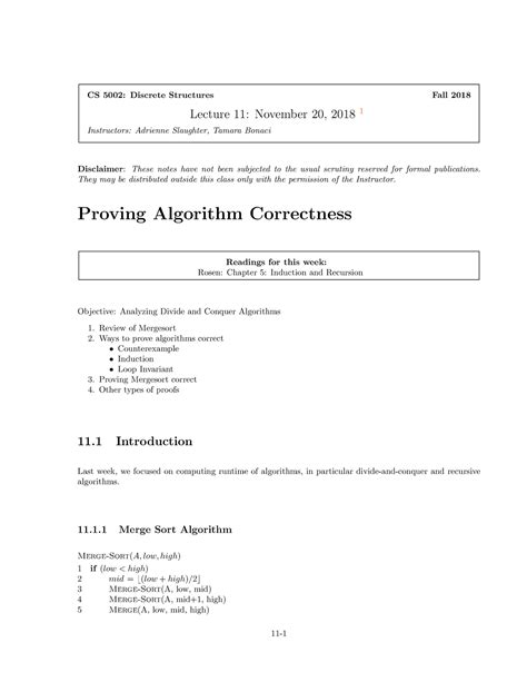 Cs5002 Lect11 Fall18 Notes Cs 5002 Discrete Structures Fall 2018
