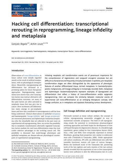 Pdf Hacking Cell Differentiation Transcriptional Rerouting In