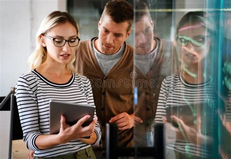 Software Engineers Working On Project And Programming In Company Business People Concept Stock