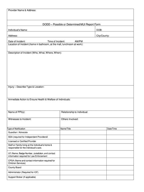 Oh Dodd Incident Report Form Fill Online Printable Fillable Blank