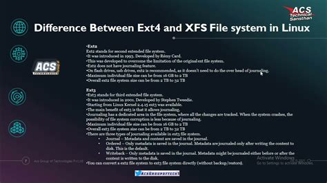 Difference Between Ext2 Ext3 Ext4 And Xfs Lec 8 Youtube