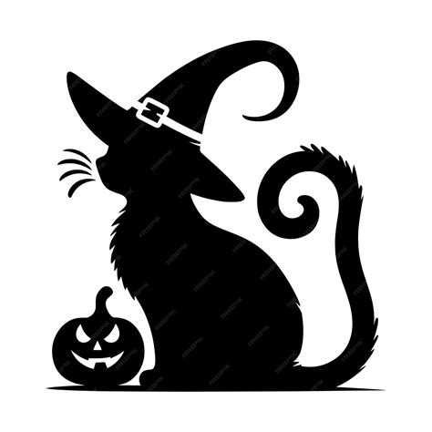Halloween Scary Cat Silhouette Vector Illustration Isolated On A White