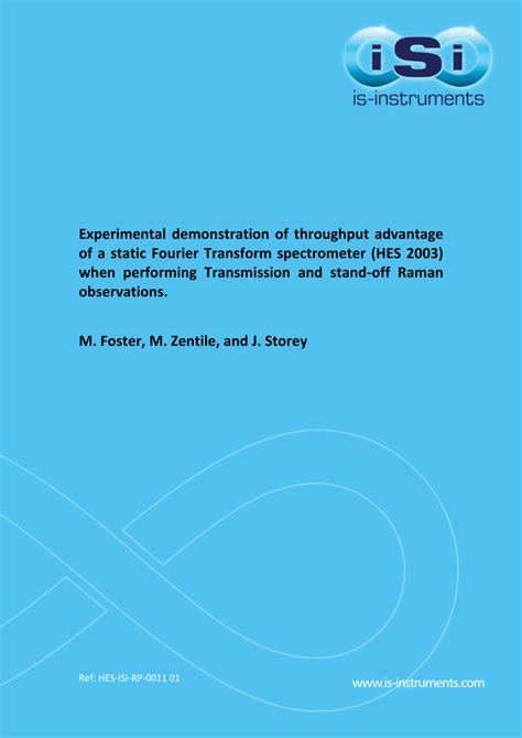Pdf Experimental Demonstration Of Throughput Advantage Of A Static Fourier Transform