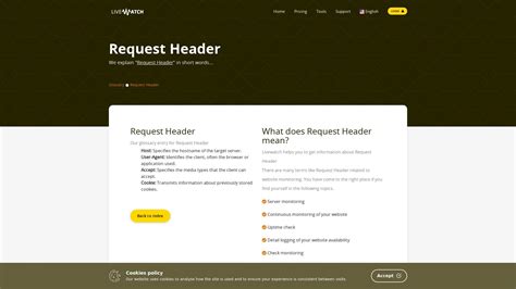 request header server monitoring help glossary