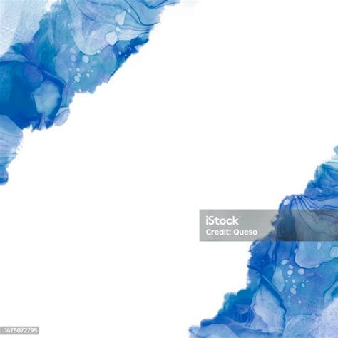 알코올 잉크 아트가 있는 우아한 사각형 추상 프레임 흰색 바탕에 대리석 파란색 파도 0명에 대한 스톡 벡터 아트 및 기타 이미지 0명 곡선 깨끗한 Istock