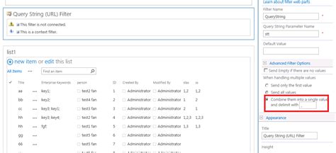 Sharepoint Enterprise Filter Web Part Option Send All Parameters