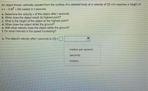 solved an object thrown vertically upward from the surface