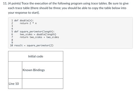 Solved 11 4 Points Trace The Execution Of The Following