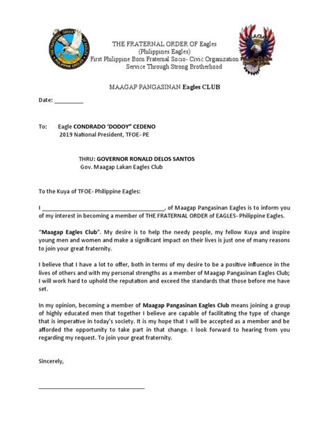 The Fraternal Order Of Eagles Application Form Pdf