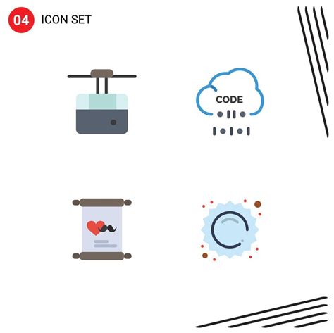 Pack Of 4 Modern Flat Icons Signs And Symbols For Web Print Media Such As Cable Invitation