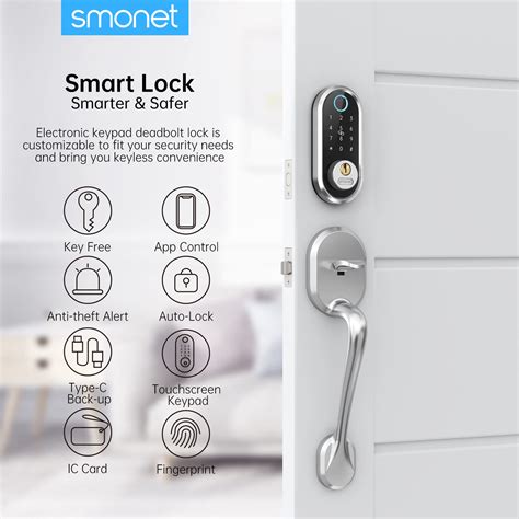 Buy Smart Deadbolt Smonet Fingerprint Electronic Deadbolt Door Lock With Keypad Bluetooth