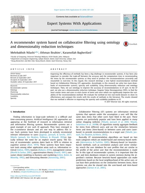 A Recommender System Based On Collaborative Filtering Using Ontology