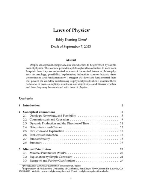 Chen Laws Of Physics Sep2023 Pdf Determinism Academic Discipline