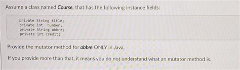 Solved Assume A Class Named Course That Has The Following