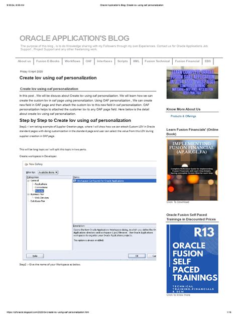 Oracle Applications Blog Create Lov Using Oaf Personalization Pdf