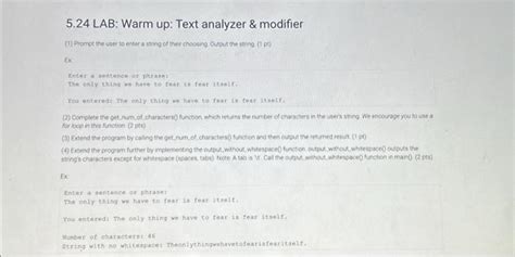 Solved 524 Lab Warm Up Text Analyzer And Modifier 1