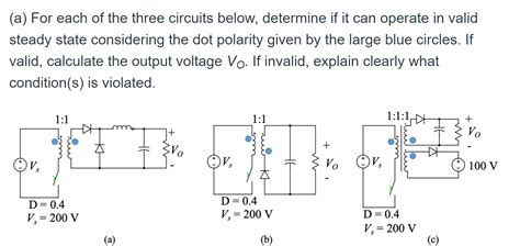Solved A For Each Of The Three Circuits Below Determine