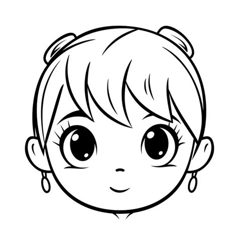 소녀 얼굴 색칠 페이지 개요 스케치 드로잉 벡터 프로세스 도면 프로세스 개요 프로세스 스케치 PNG 일러스트 및 벡터 에