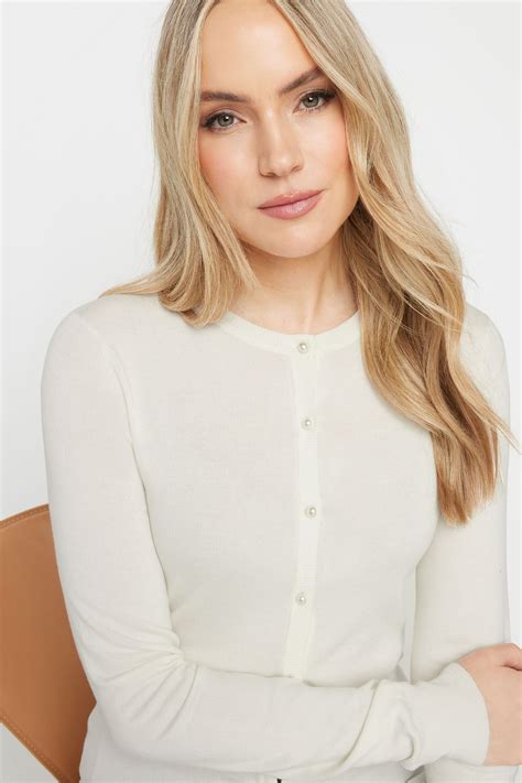 Lts Tall Ivory White Pearl Button Cardigan Long Tall Sally
