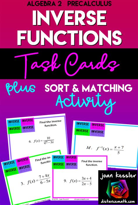 Inverse Functions Inverse Functions Task Cards Algebra Activities