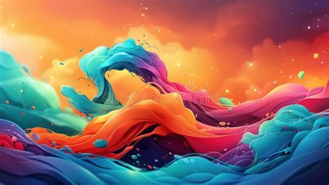 A Vibrant Abstract Wave Of Colors Blending And Flowing Creating A