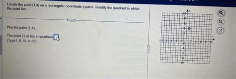 Solved Locate The Point 14 On A Rectangular Coordinate System Identify The Quadrant In