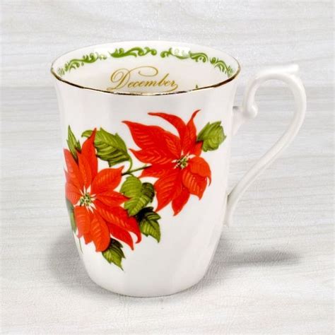 Vtg Royal Kendal December Poinsettia Cup Of The Month Fine Bone China