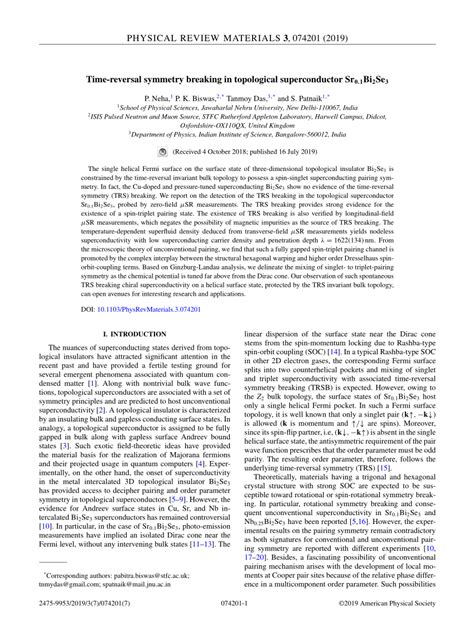 Pdf Time Reversal Symmetry Breaking In Topological Superconductor Sr