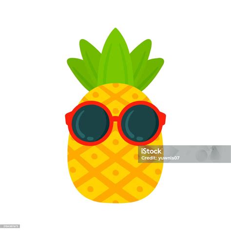 빨간 선글라스를 입고 파인애플 여름 만화 벡터 일러스트 레이 션 건강한 생활방식에 대한 스톡 벡터 아트 및 기타 이미지 건강한 생활방식 과일 귀여운 Istock