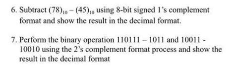 Solved 6 Subtract 7810 45 Using 8 Bit Signed Ls