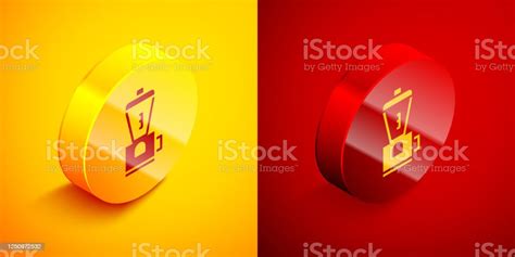 오렌지와 빨간색 배경에 격리 된 등도 측정 전기 커피 분쇄기 아이콘 서클 버튼입니다 벡터 일러스트레이션 3차원 형태에 대한 스톡 벡터 아트 및 기타 이미지 Istock