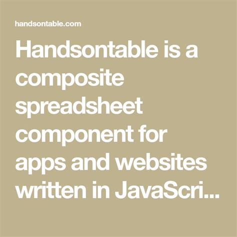 Handsontable Powerful Spreadsheet Component For Apps And Websites
