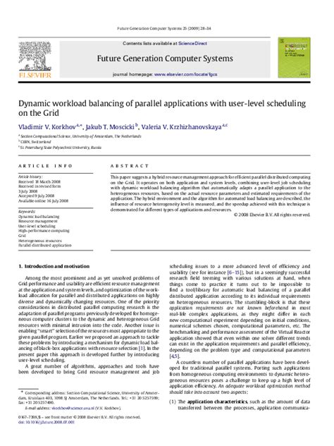 Pdf Dynamic Workload Balancing Of Parallel Applications With User Level Scheduling On The Grid