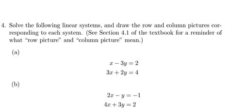 Answered Solve The Following Linear Systems And Draw The Row And