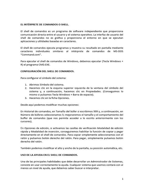 prÁctica el intÉrprete de comandos o shell pdf archivo de