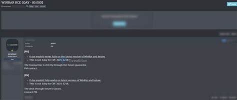 WinRAR 0Day Exploit Listed For 80K On Dark Web Forum