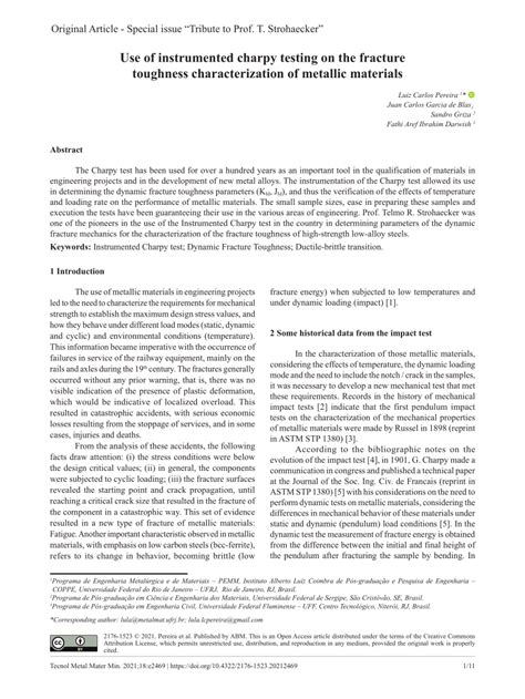 pdf use of instrumented charpy testing on the fracture toughness