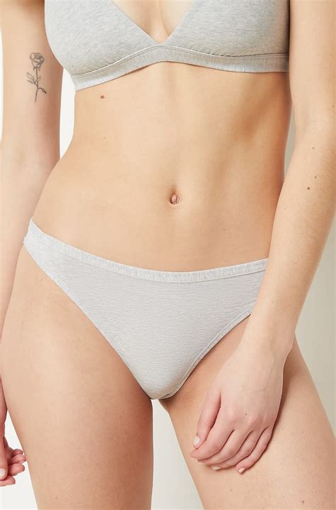 Stretchy Organic Cotton High Cut Bikini Coton 360 Gris Clair Etam