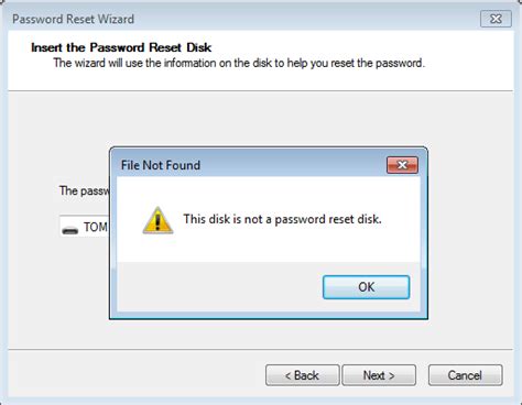 [solved] This Is Not A Password Reset Disk Error