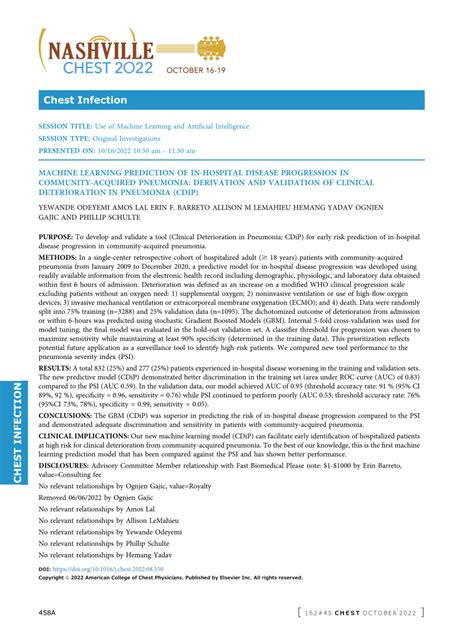 pdf machine learning prediction of in hospital disease progression in community acquired