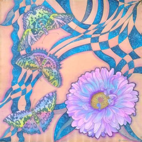 Платок шёлковый батик Летняя свежесть Крепдешин батик в интернет магазине на Ярмарке Мастеров