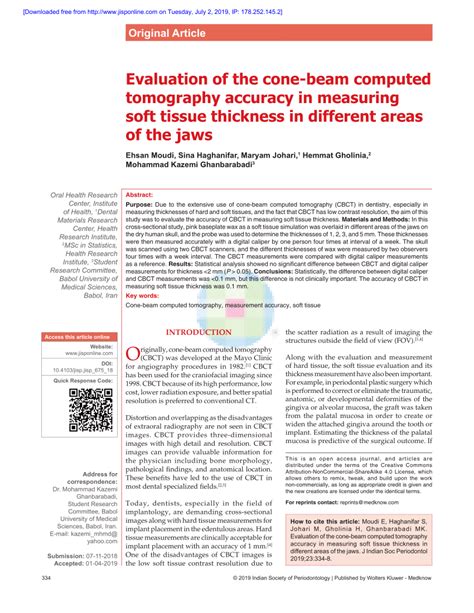 Pdf Evaluation Of The Cone Beam Computed Tomography Accuracy In Measuring Soft Tissue