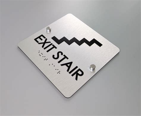 Exit Stairs Sign With Grade Braille And Tactile Text ADA Compliant Exit Signs Stairs Signage
