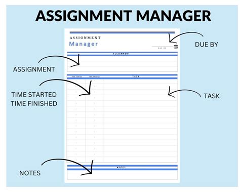 Student Assignment Manager Printable Stay Organized With Etsy