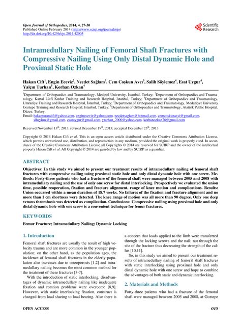 Pdf Intramedullary Nailing Of Femoral Shaft Fractures With