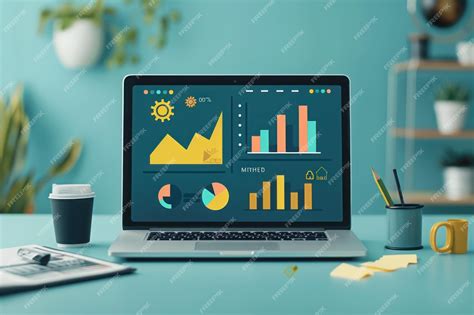 Business Analytics Dashboard Display On Laptop Laptop On A Desk